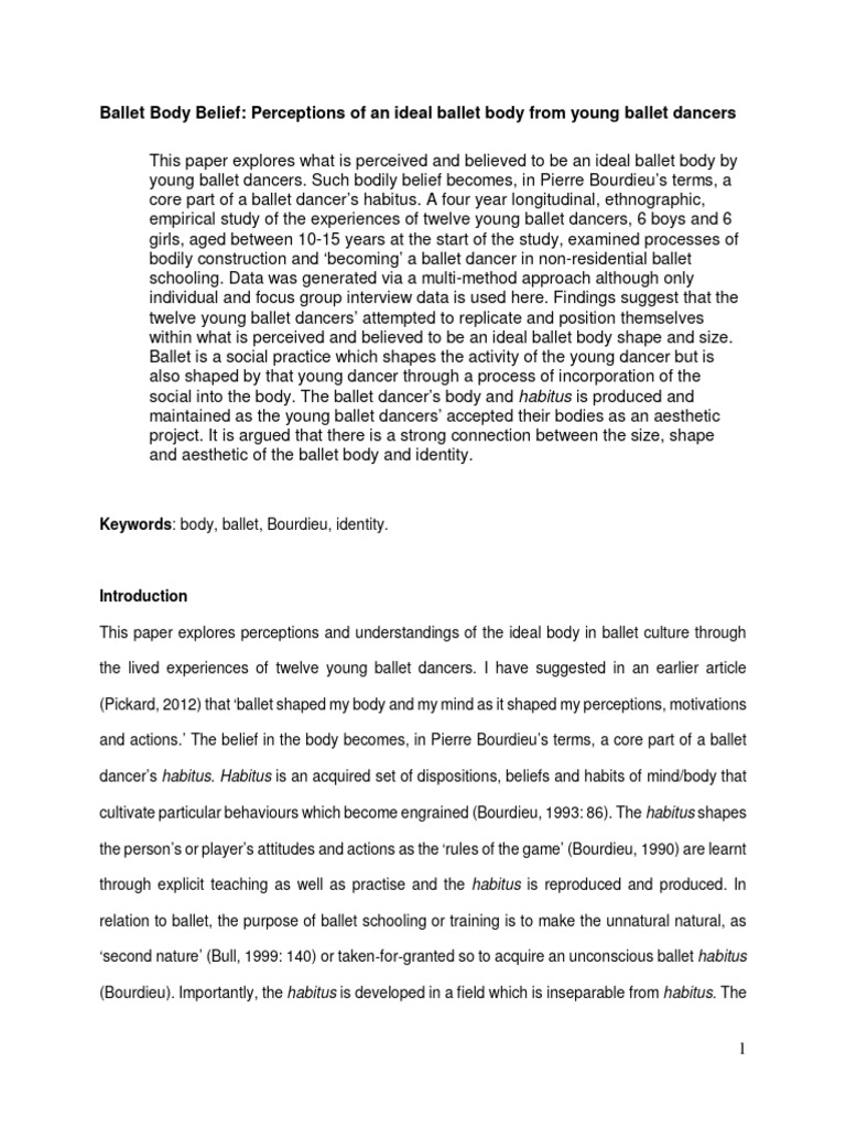 Ballet Body Ideals Among Young Dancers | PDF | Anorexia Nervosa ...