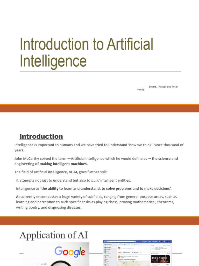 Introduction AI | PDF | Intelligence (AI) & Semantics | Artificial Intelligence