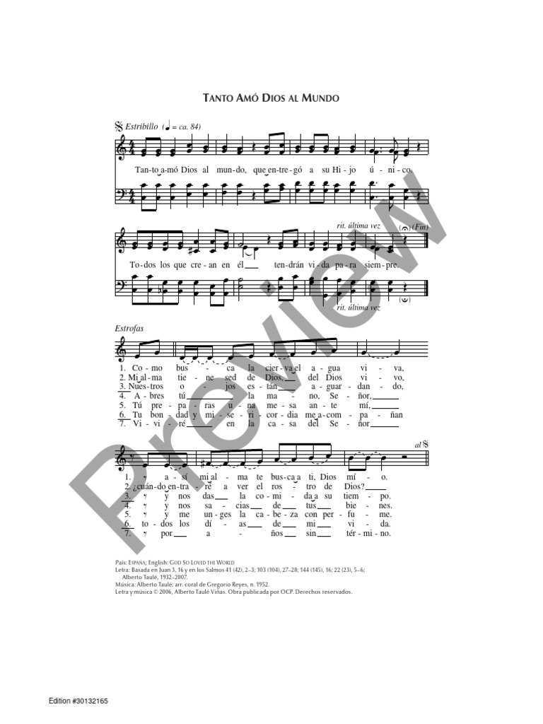 Tanto Amo Dios Al Mundo Alberto Taule | PDF