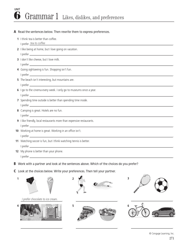 Unit - 6 - Grammar LIKES & DISLIKES 271 | PDF