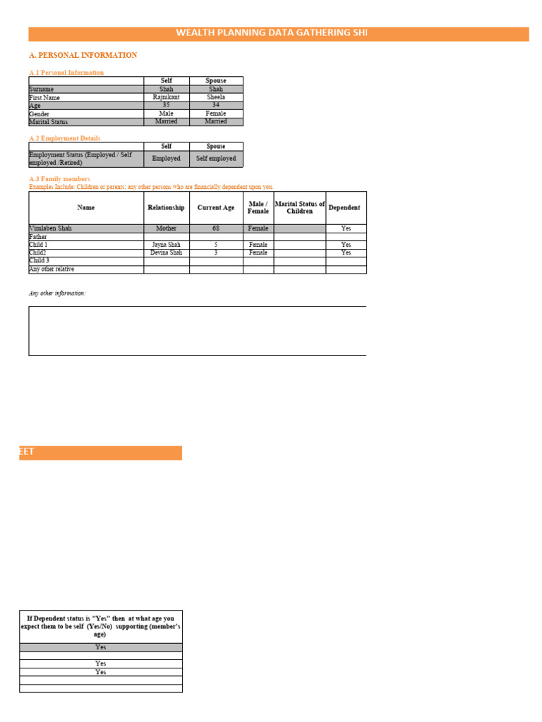 Data Gathering Sheet Blank Project 1 Excel | PDF | Insurance | Estate ...