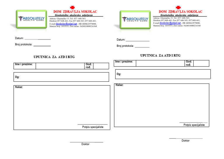 Uputnica Za ATD I RTG | PDF
