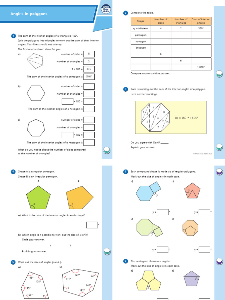 WO8 Angles in Polygons 2022 | Download Free PDF | Shape | Triangle