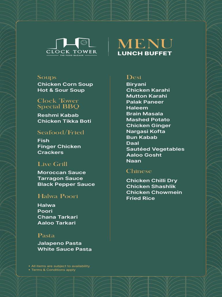 Clock Tower Lunch Menu | PDF | Sauce | Pasta