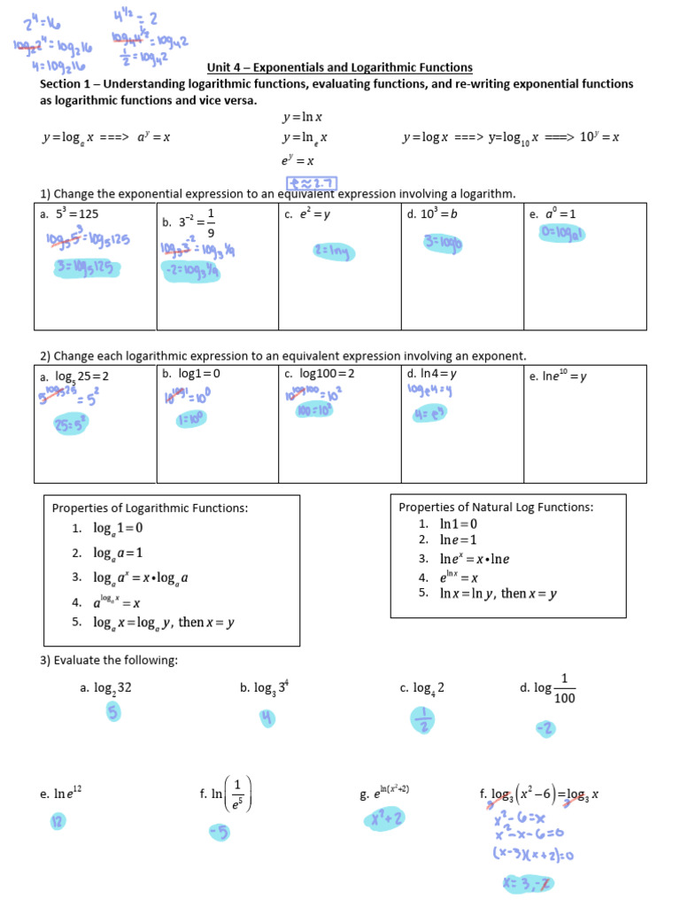 Unit 6 Log Notes | PDF | Logarithm | Functions And Mappings