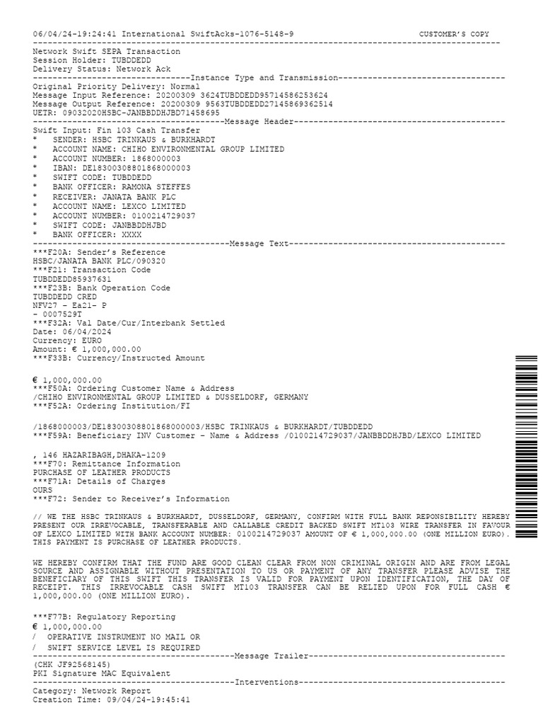 MT103 | PDF | Banking | Banking Technology