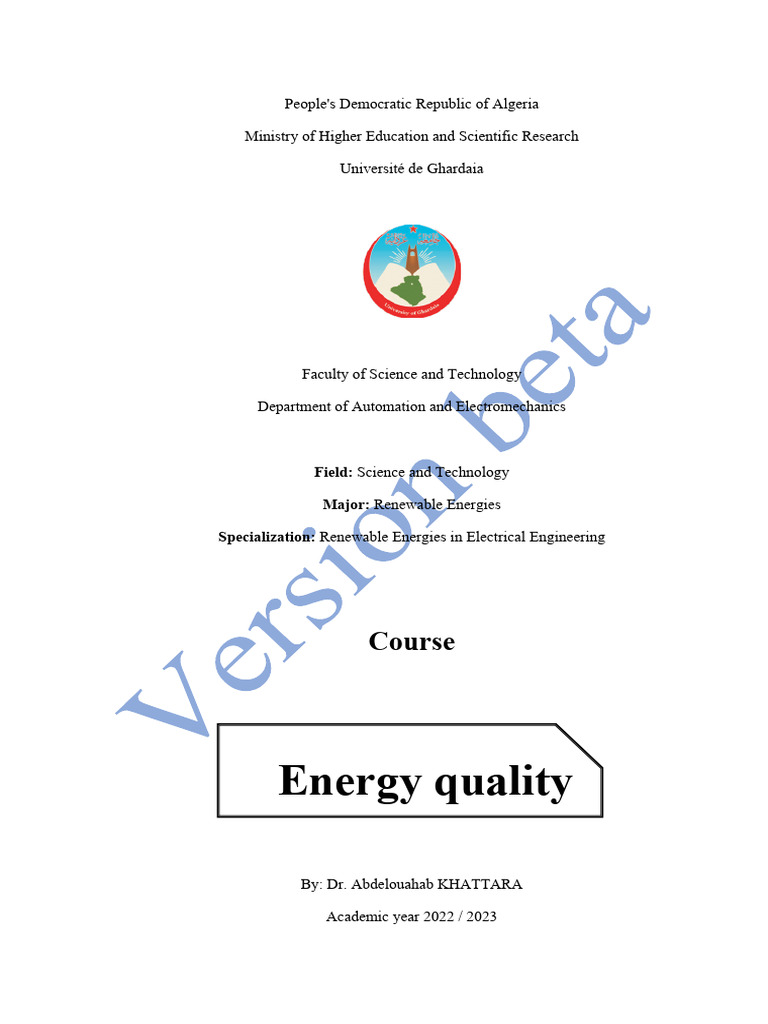 Course Energy-Quality | PDF | Power Electronics | Power Supply
