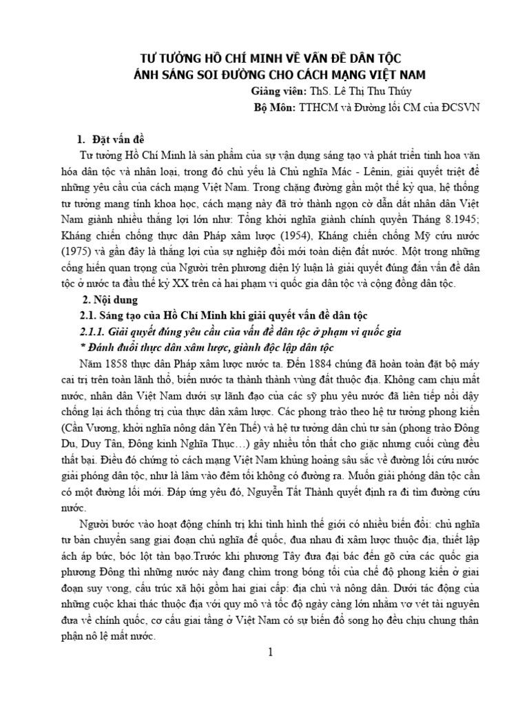 Bai Doc Chuong 5 - Sang Tao Cua HCM Ve Van de Dan Toc | PDF