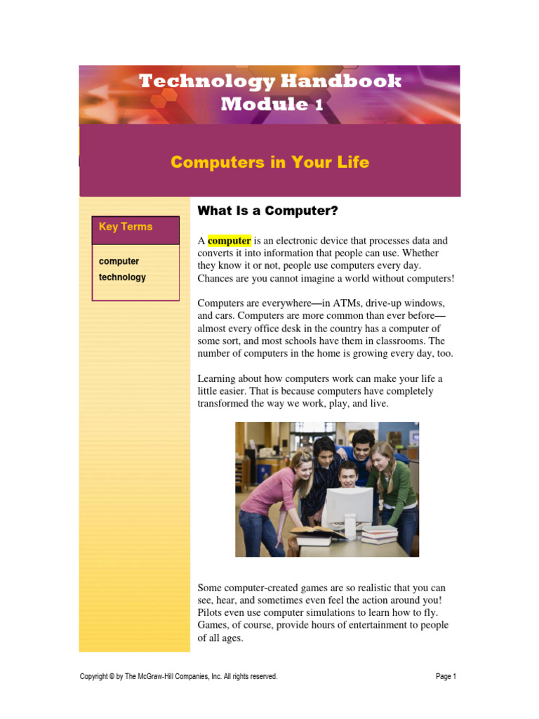 Module1 Computers in Your Life (776.0K) | PDF | Personal Computers | Human Factors And Ergonomics