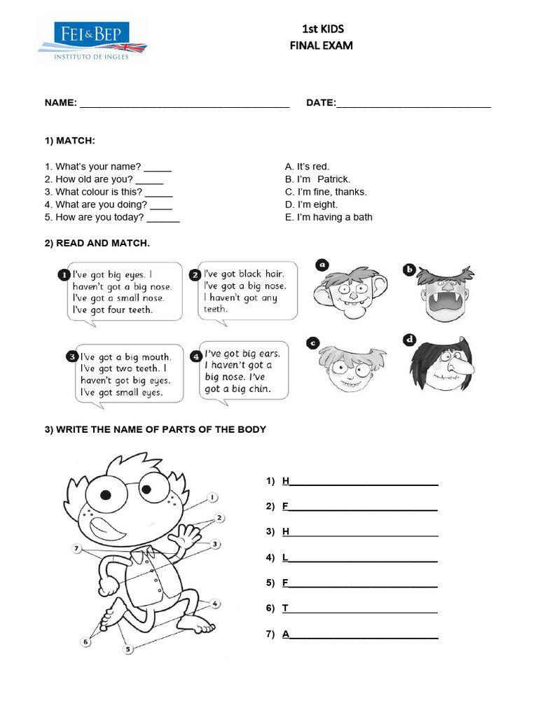 1st KIDS FINAL EXAM | PDF | Language Arts & Discipline