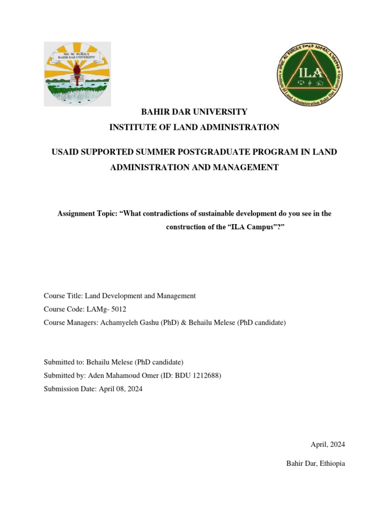 Individual Assignment - SD - Conflicts - Aden M. Omer | PDF | Sustainability | Eminent Domain