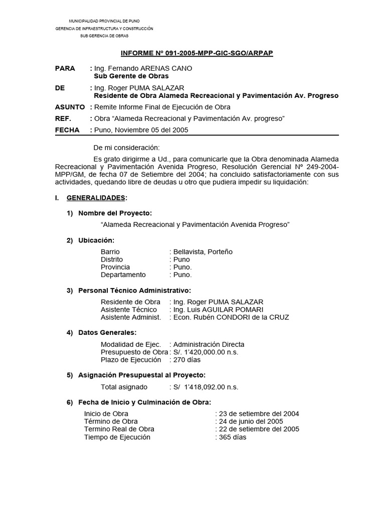 Inf. Final - Presentacion | PDF