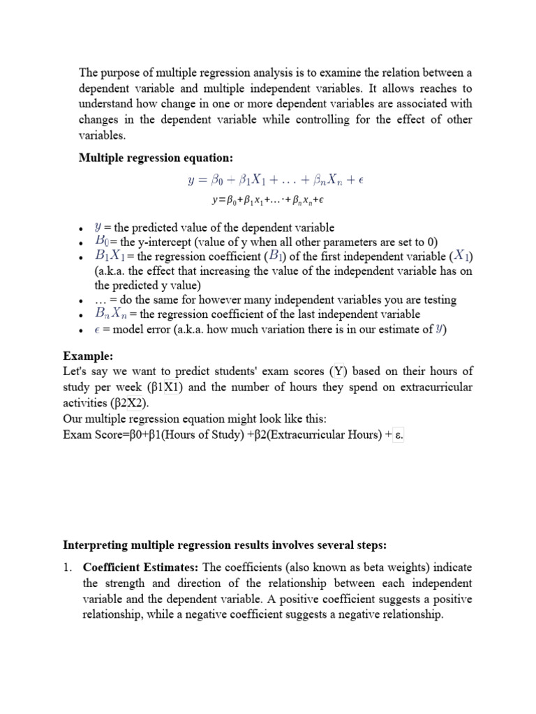 Multiple Linear Regression | PDF | Regression Analysis | Linear Regression