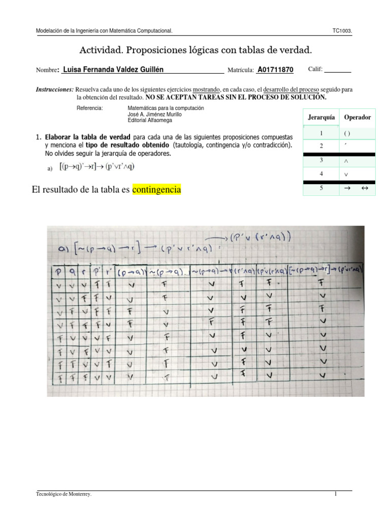 Act Tablas de Verdad | PDF | Semántica | Interpretación (filosofía)