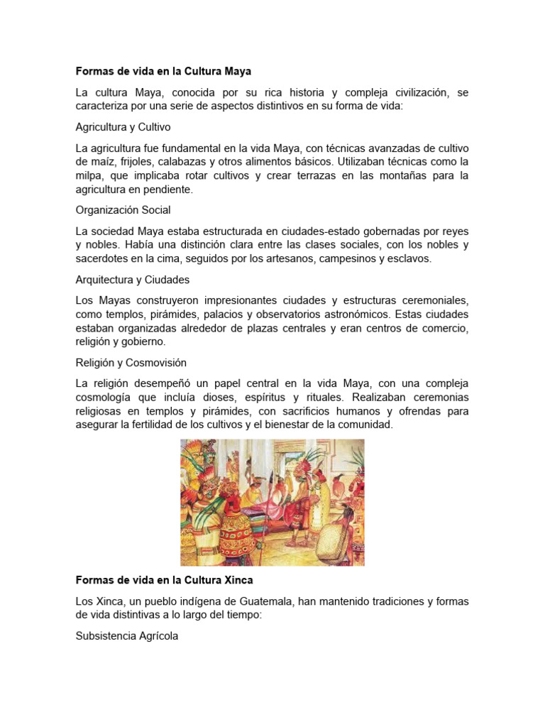 Formas de Vida en La Cultura Maya | PDF | Civilización maya | Agricultura