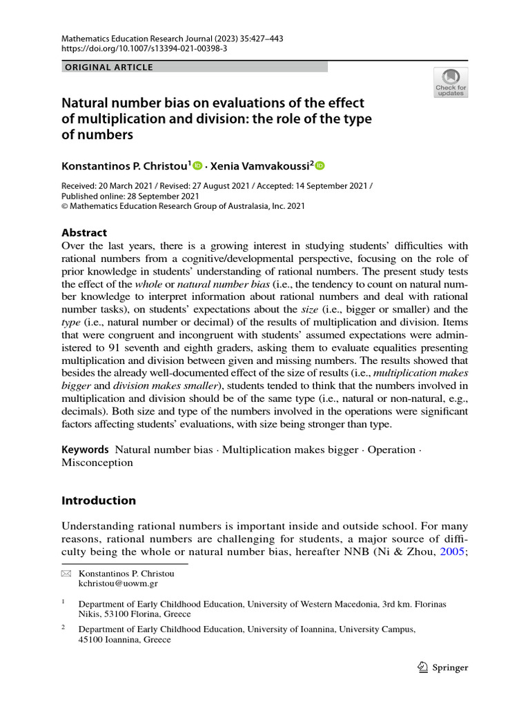 Natural Number Bias On Evaluations of The Effect | PDF | Division ...