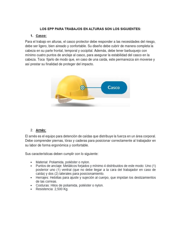 EPP Esenciales para Trabajos en Altura | PDF | Casco | Cuerda