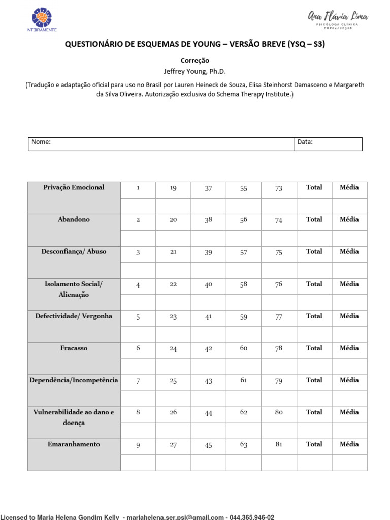 Ficha De Correção Ysq S3 Brasil Pdf
