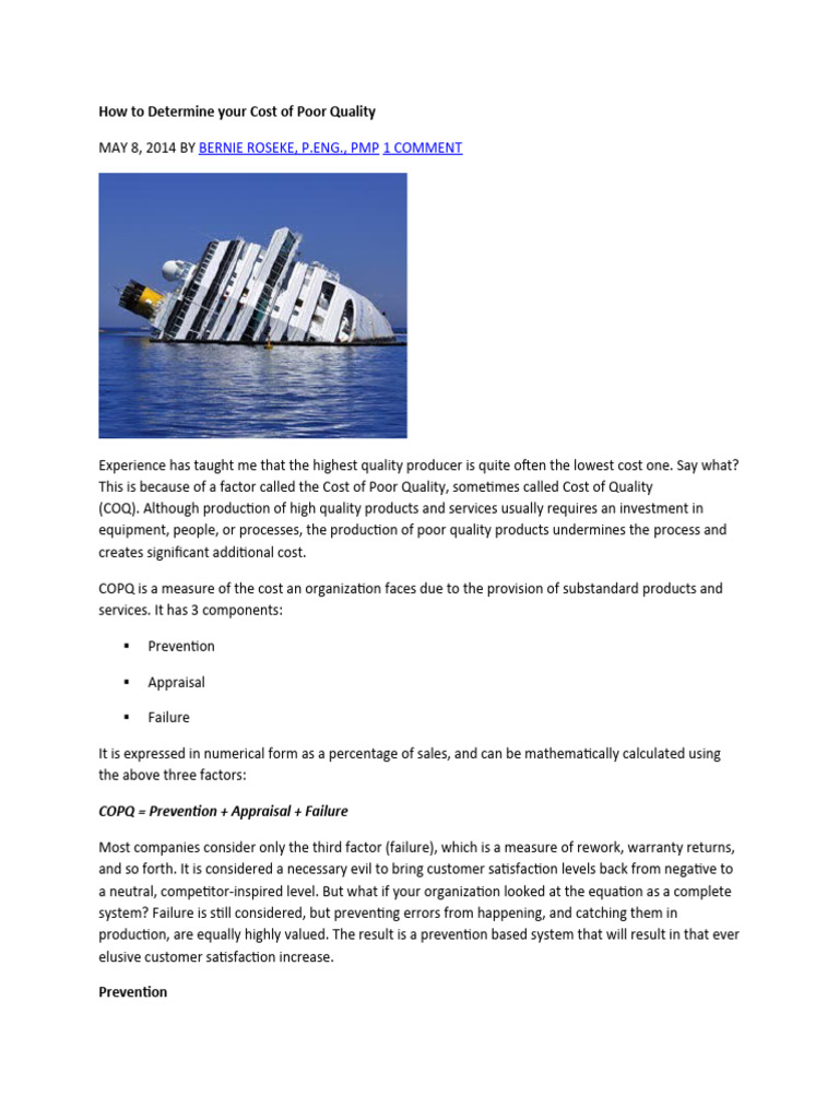 How To Determine Your Cost of Poor Quality | PDF | Real Estate ...