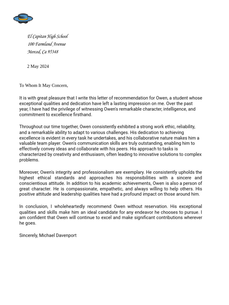 Letter of Rec Made Special For You | PDF