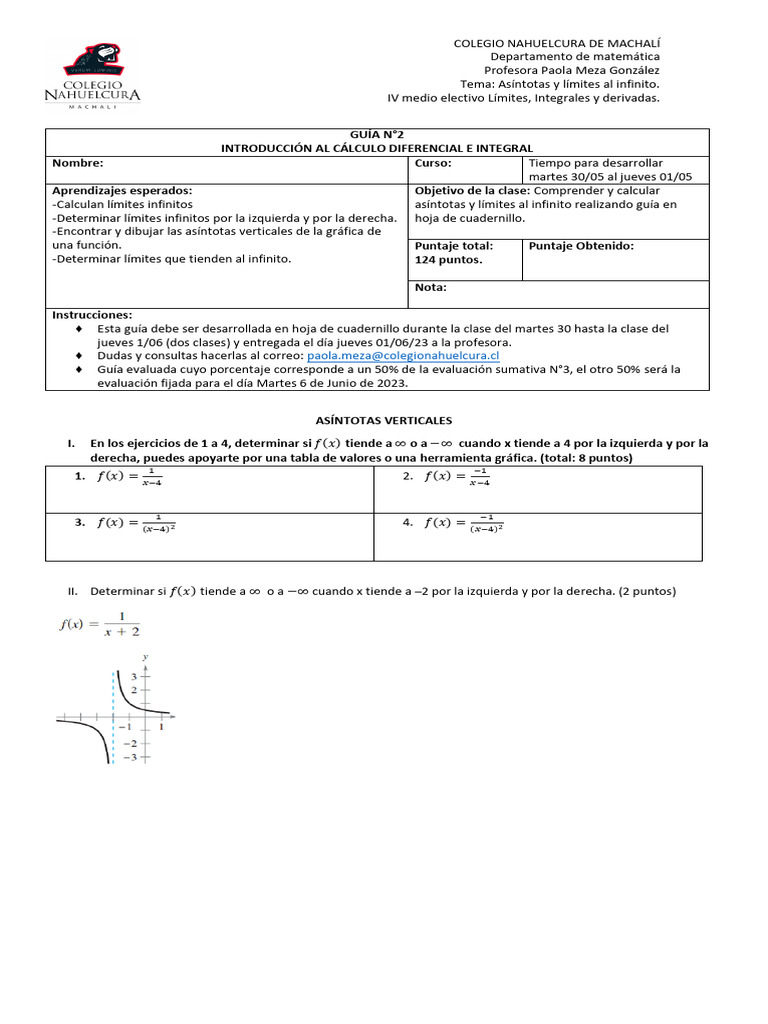Guía de Cálculo: Asíntotas y Límites | PDF | Asíntota | Integral
