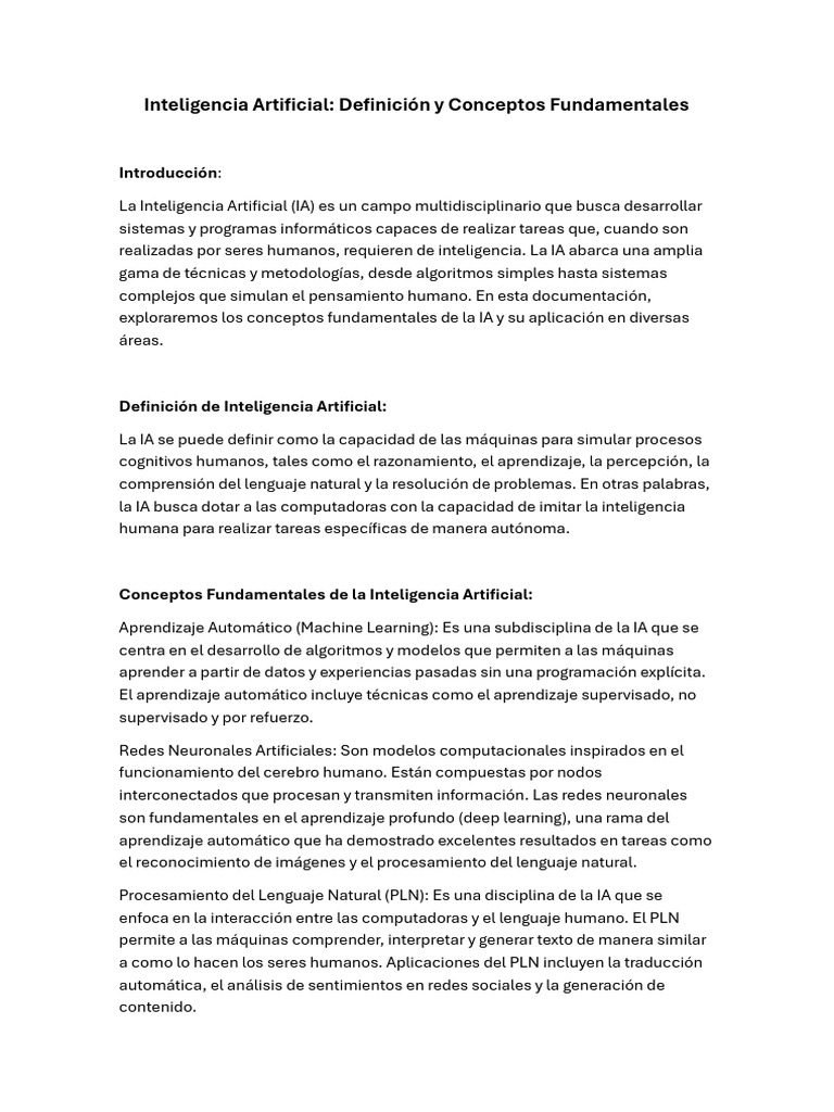 Inteligencia Artificial-Definición y Conceptos Fundamentales | PDF | Inteligencia artificial ...