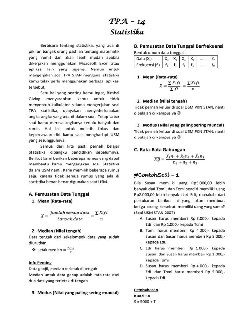TPA 14 Statistika | PDF