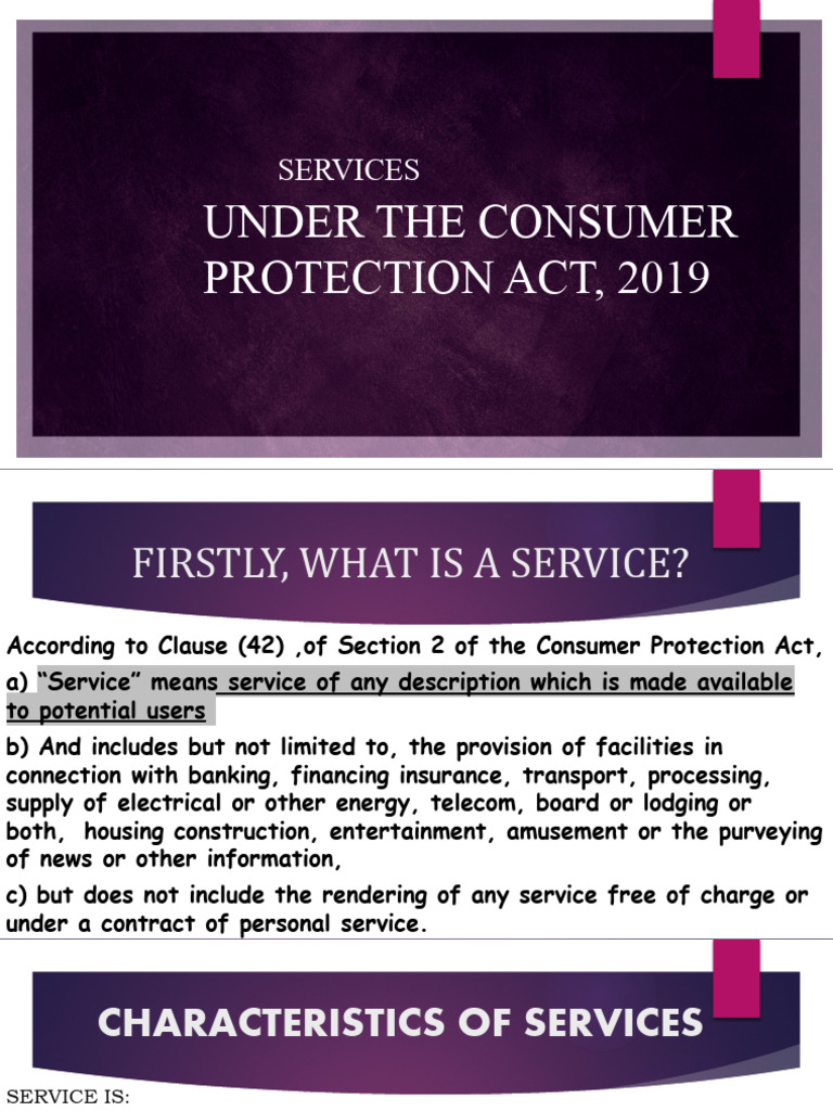Services Under the Consumer Act 2019 | PDF | Negligence