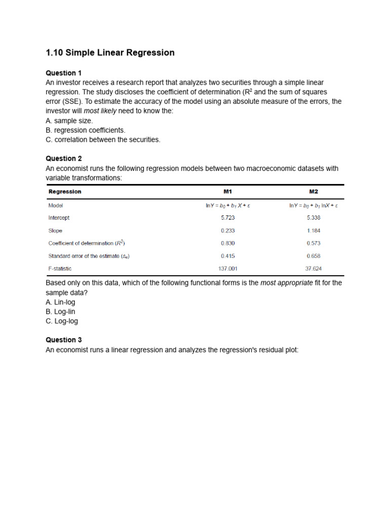 110 Simple Linear Regression Pdf F Test Errors And Residuals 9893