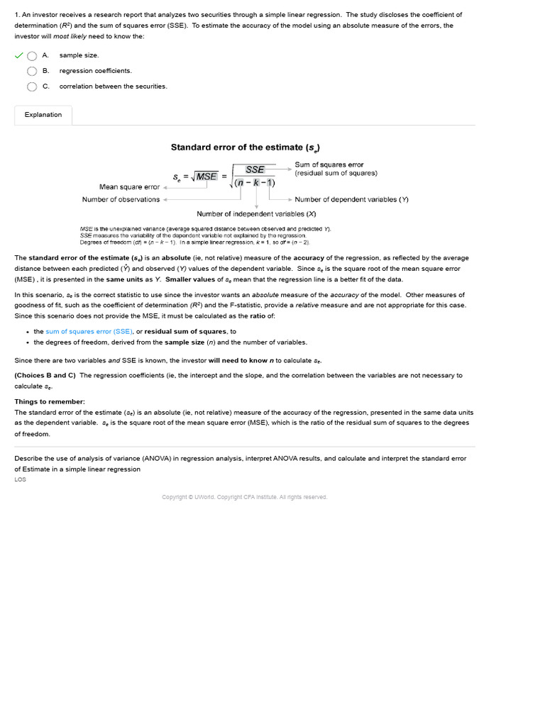 1.10 Simple Linear Regression - Answers | PDF | Errors And Residuals ...
