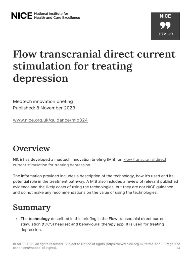Flow tDCS Headset for Depression Treatment | PDF | Major Depressive ...