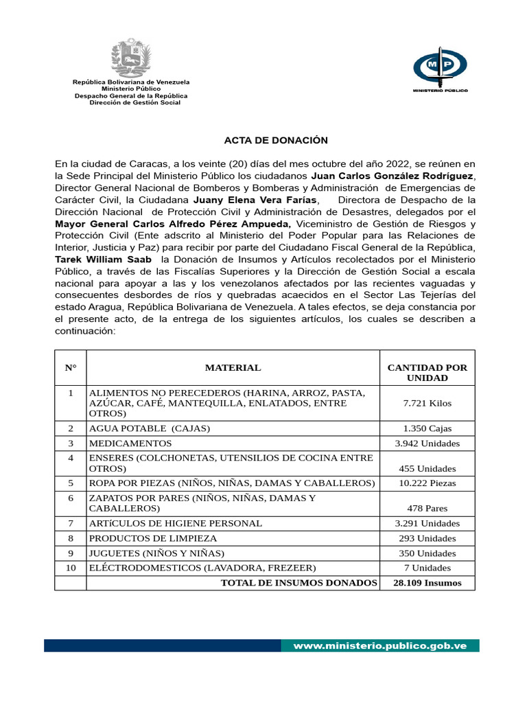 Acta Yanet 2022 Odt | PDF | Venezuela | Defensa Civil