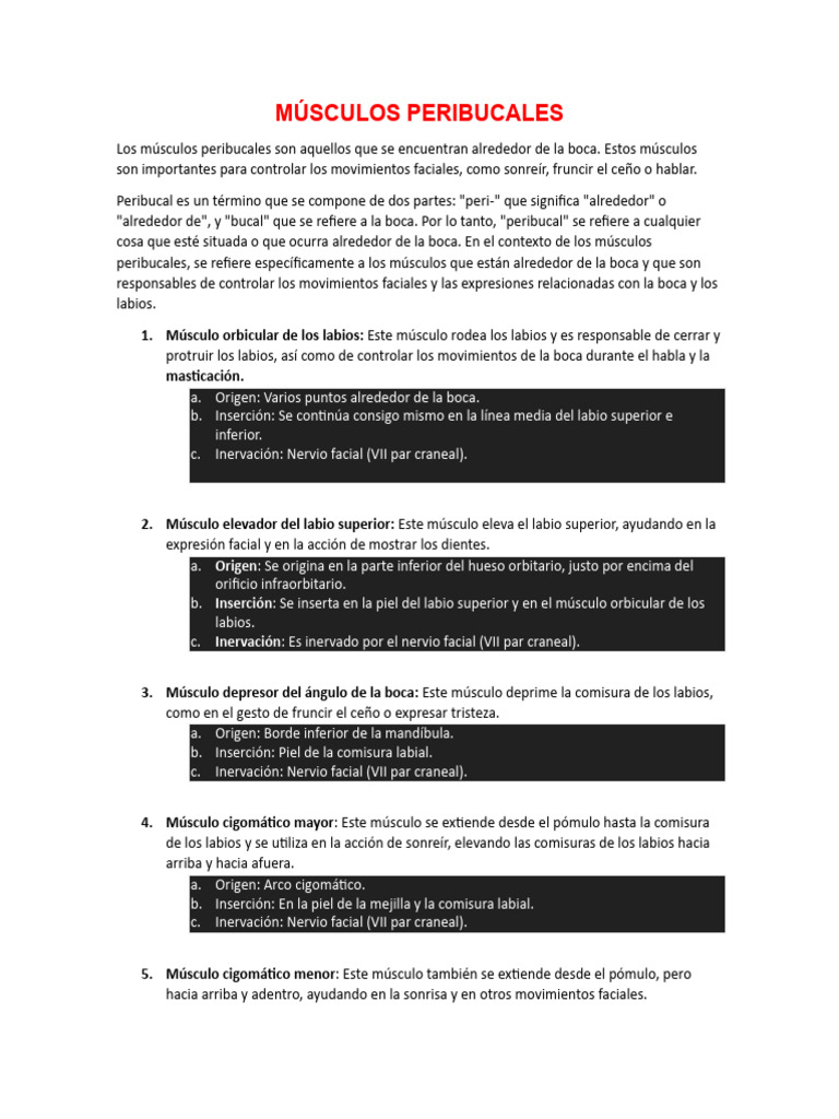 Músculos Peribucales | PDF | Boca | Anatomía humana