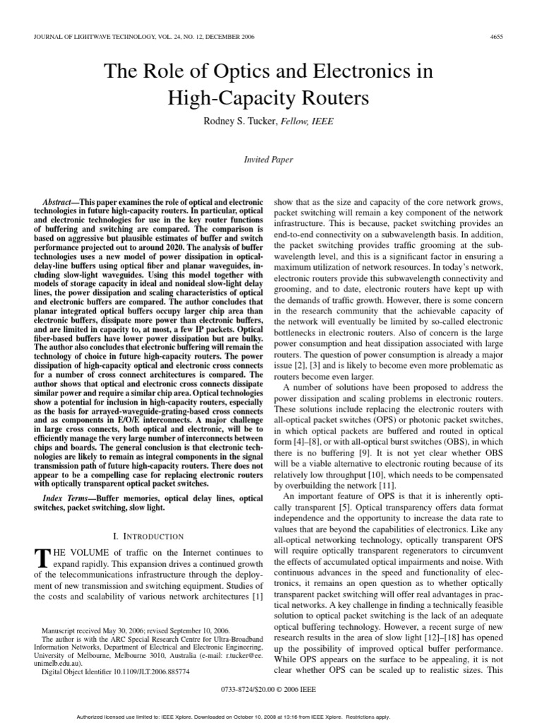 The Role of Optics and Electronics in | PDF | Bandwidth (Signal ...