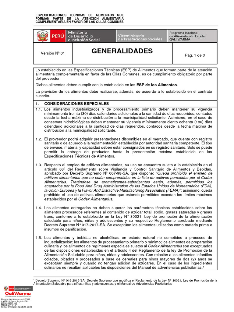 Anexo3apsv1-P - Especificaciones Tecnicas Olla Comun | Descargar gratis PDF | Leche | Alimentos
