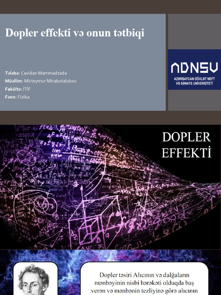 Cavidan Məmmədzadə. Dopler Effekti VƏ Onun Tətbiqi | PDF