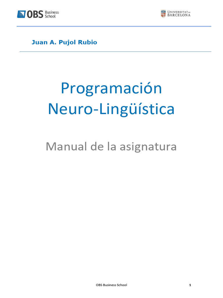 MANUAL PNL | PDF | Programación neurolingüistica | Aprendizaje