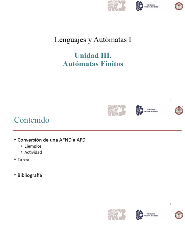 Unidad III. Conversión de Un AFND A AFD | PDF | Informática