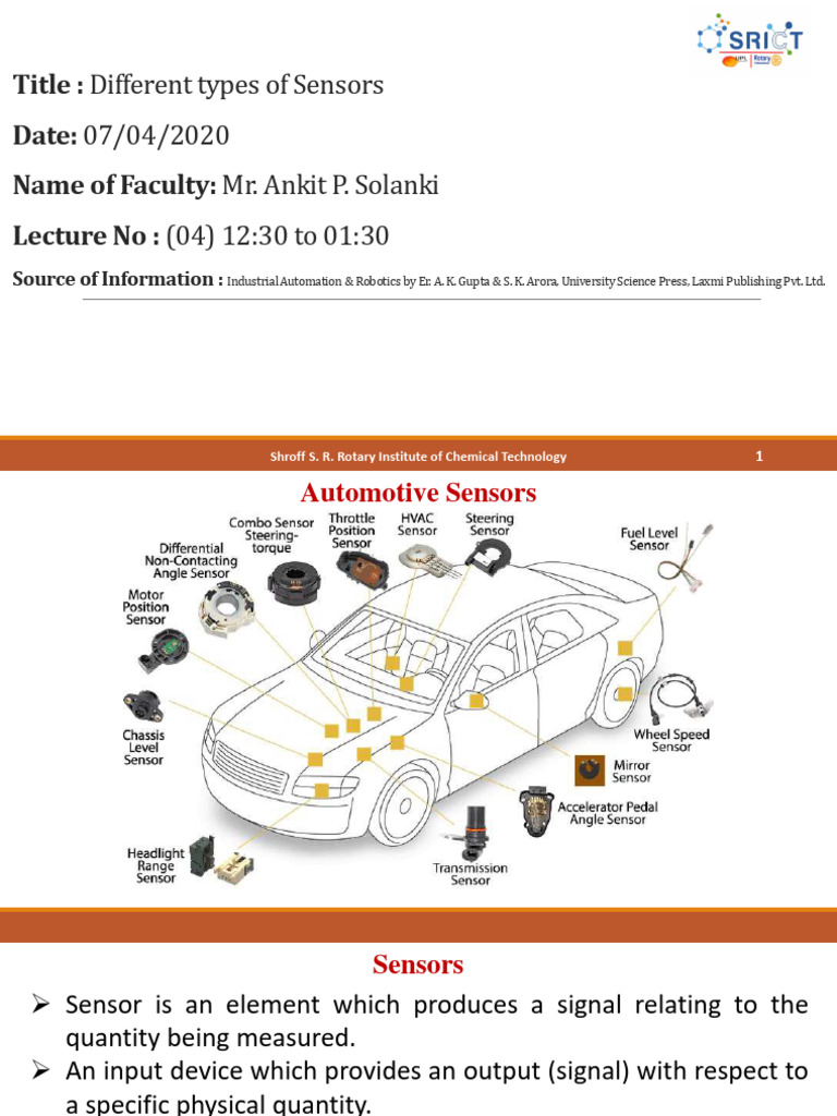 Title: Different Types of Sensors Date: 07/04/2020 Name of Faculty: Mr ...