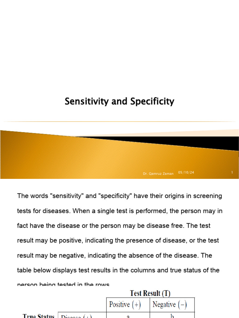 Understanding Sensitivity and Specificity | PDF | Sensitivity And ...