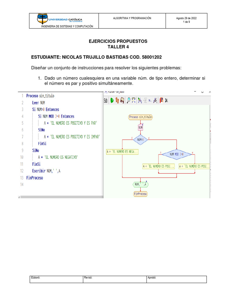 TALLER 4 DE ALGORITMOS | PDF | Algoritmos | Ciencias de la Computación