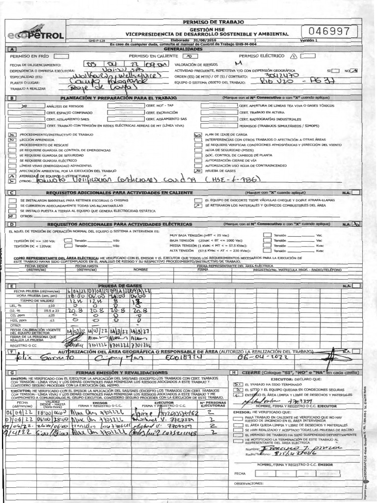 Permisos de Trabajo - AR - Cert. de Trab Alt Cert. Prueba Hidrost | PDF