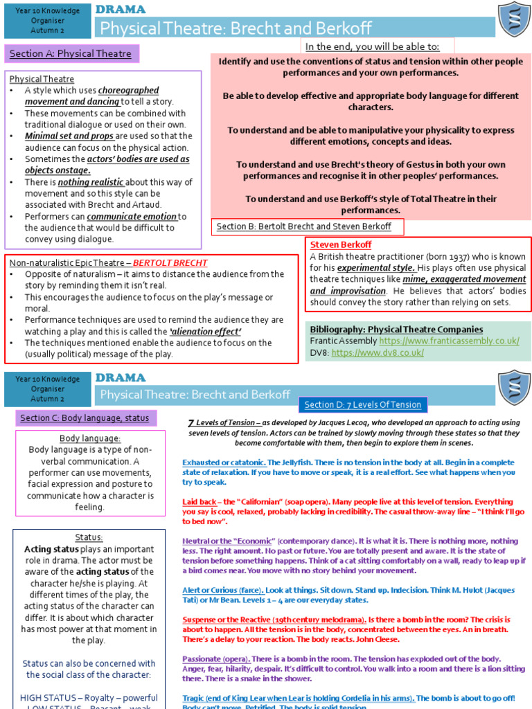 Physical Theatre Brecht and Berkoff | PDF | Performing Arts | Theatre