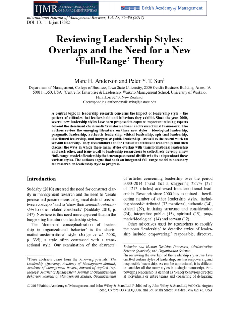 Anderson 2017 - Reviewing Lead Need For A New Full Range | PDF ...