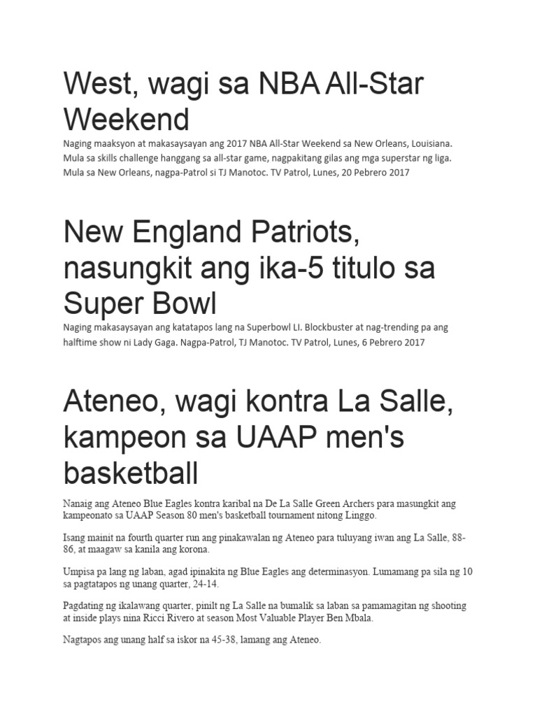 Sports Filipino | PDF