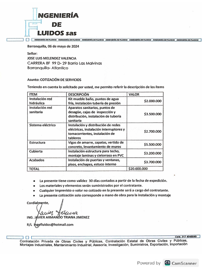 Cotización y Materiales | PDF