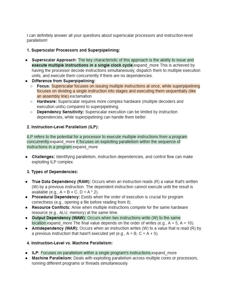 Superscalar Processors & ILP Explained | PDF | Central Processing Unit ...