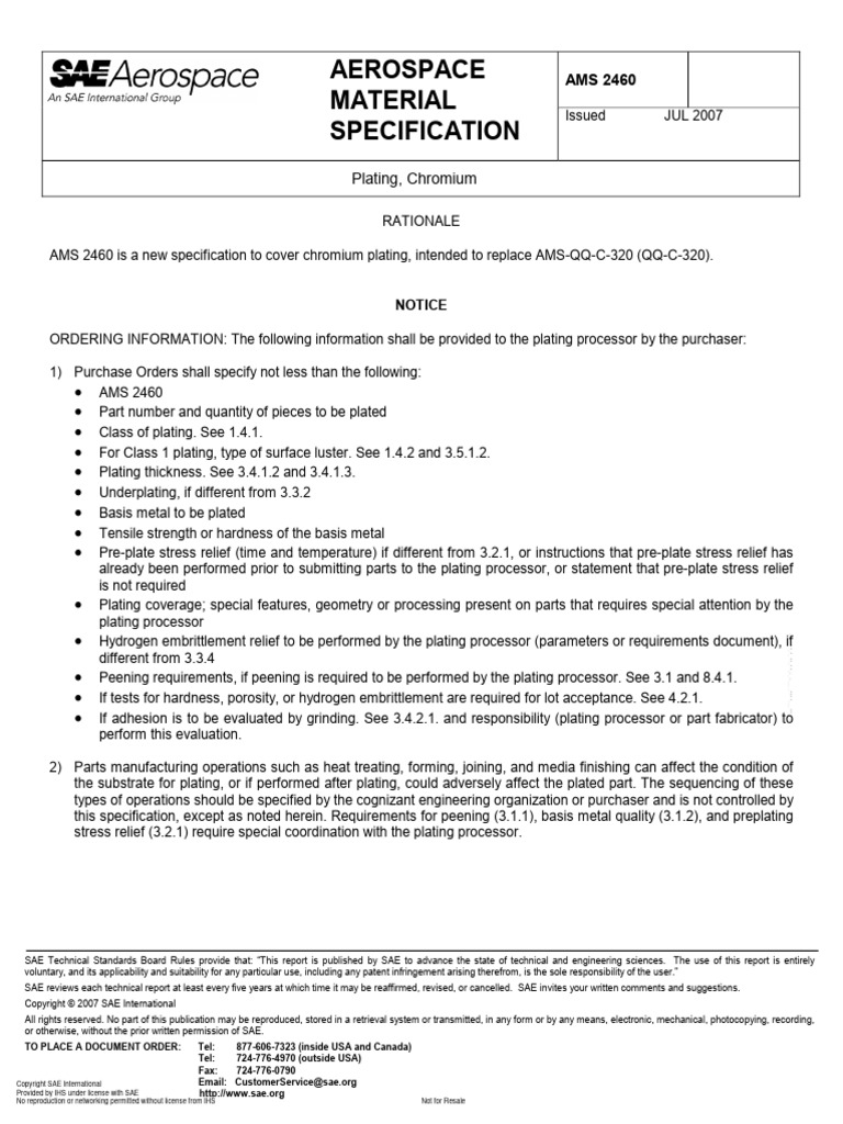 Sae Ams 2460-2007 | PDF | Coating | Chromium