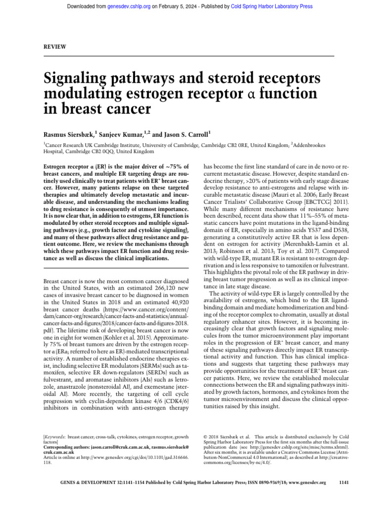 Genes Dev.-2018-Siersbæk-1141-54 | PDF | Transforming Growth Factor Beta | Cell Signaling