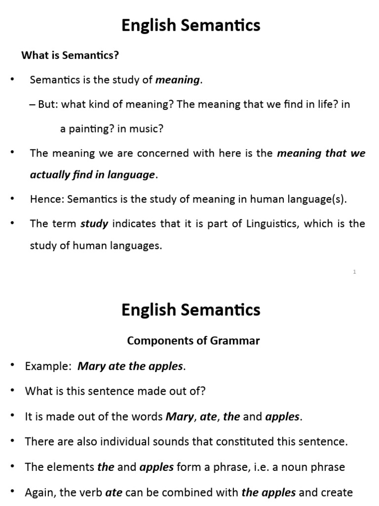 English Semantics and Pragmatics | PDF | Semantics | Concept